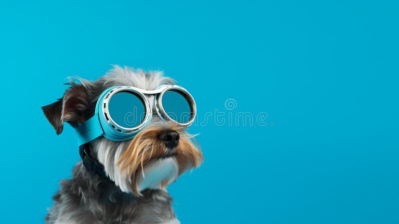 Curious Dog Peeking Around Blue Corner with Copy Space AI Generated ...