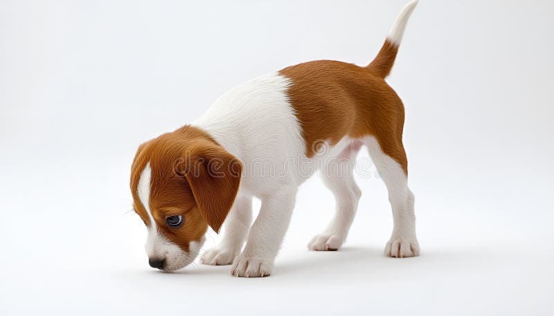 Curious Dog Sniffing the Ground in a Studio Setting Stock Image - Image ...