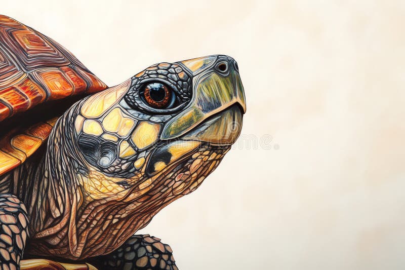 Curious Eastern Box Turtle Portrait Stock Illustration - Illustration ...