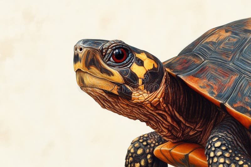 Curious Eastern Box Turtle Portrait Stock Illustration - Illustration ...