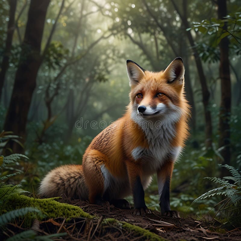 Curious Fox Playfully Looking Back with a Mischievous Gaze Stock ...