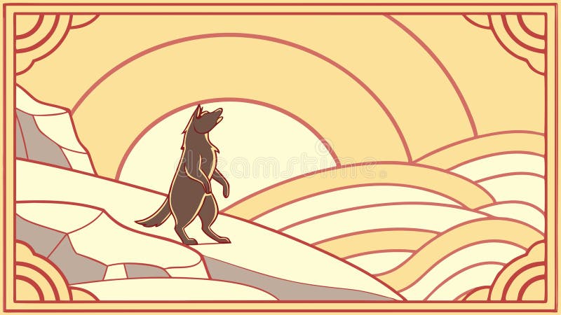 Curious Fox at Sunrise in Rolling Hills Vector Art, Vector Design ...