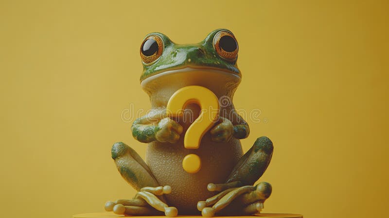 Curious Frog Holding a Question Mark Stock Illustration - Illustration ...