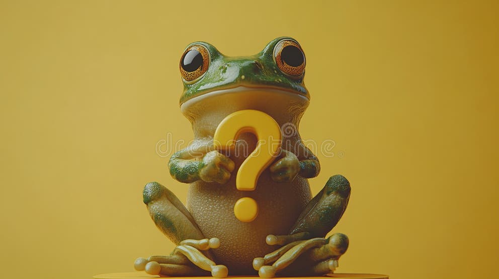 Curious Frog Holding a Question Mark Stock Illustration - Illustration ...