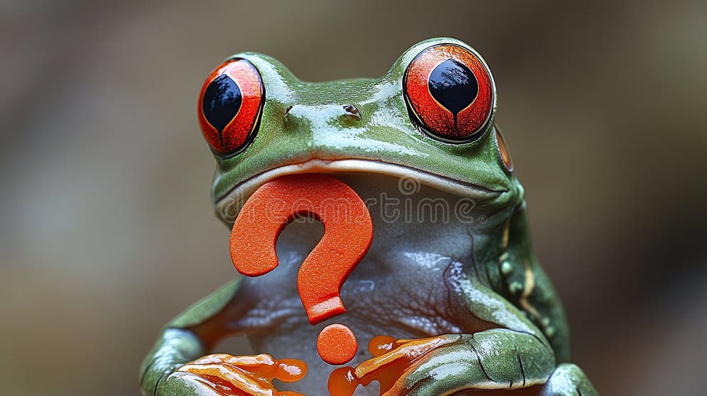 Curious Frog with a Question Mark Stock Illustration - Illustration of ...