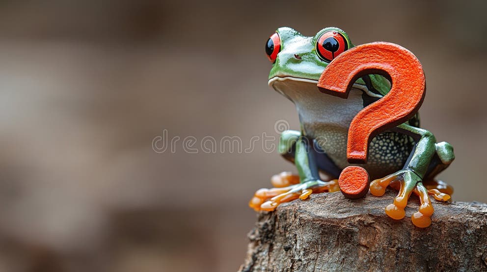 Curious Frog with a Question Mark (2 Stock Illustration - Illustration ...