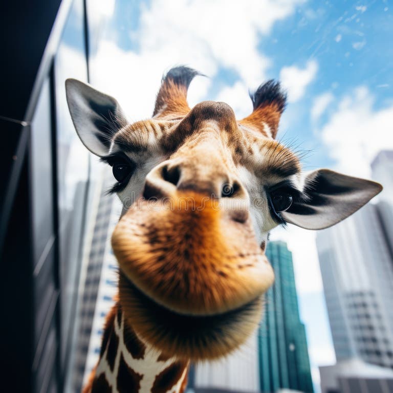 Curious Giraffe Peering through Car Window Stock Illustration ...