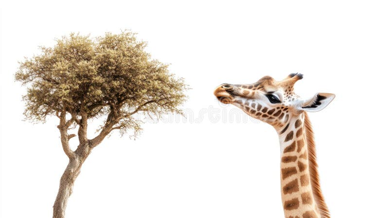 Curious Giraffe with a Tree in the Background Stock Illustration ...