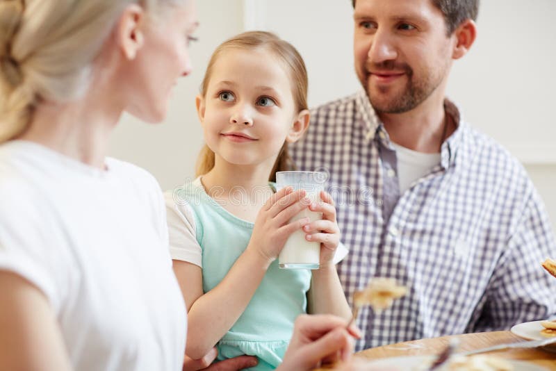 Mom And Daughter Drink Milk Stock Image Image Of Face Smiling 21011971