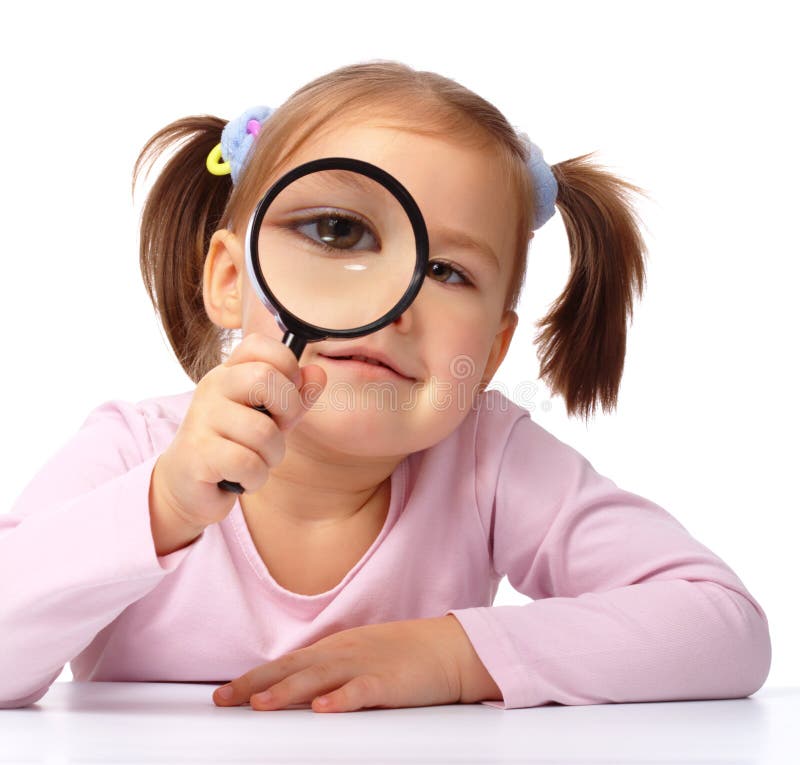 Curious Girl is Looking through Magnifying Glass Stock Photo - Image of ... Curious Girl is Looking through Magnifying Glass Stock Photo - Image of ...