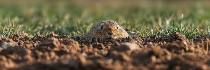 Curious Gopher Peeking Out of Its Hole in the Ground, Surrounded by ...