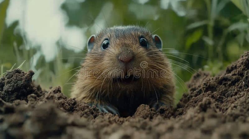 Curious Gopher Popping Out of Fresh Soil in Natural Habitat Stock Image ...