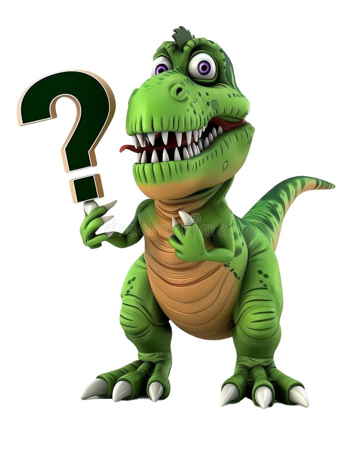 Curious Green TRex Holding Question Mark Stock Illustration ...