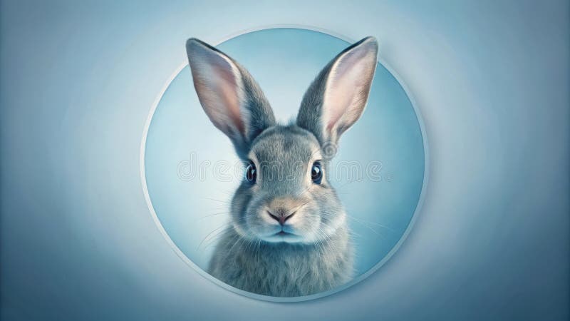 A Curious Grey Rabbit Peering through a Circular Opening, a Gentle and ...