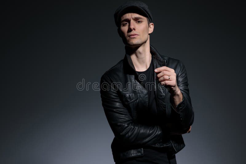 Curious Guy Standing and Looking Forward Concerned Stock Photo - Image ...