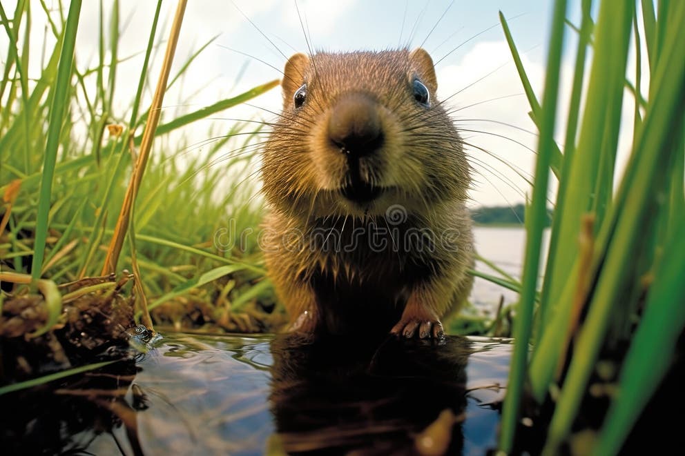 Curious Hamster Rodent Looking from the Grass at Summer Day. Stock ...