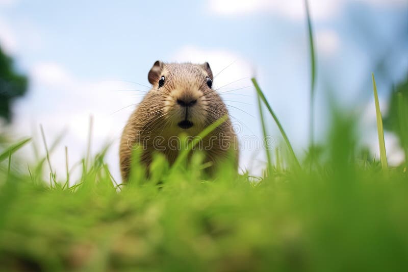 Curious Hamster Rodent Looking from the Grass at Summer Day. Stock ...