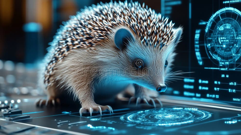 Curious Hedgehog Exploring Advanced Holographic Technology with ...