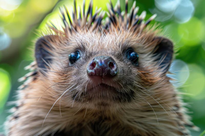 A Curious Hedgehog Looks Directly into the Camera. Stock Photo - Image ...
