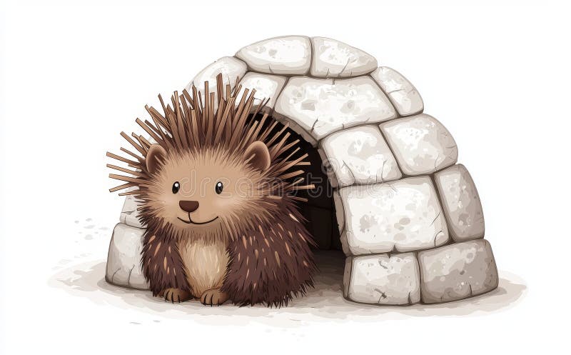 The Curious Hedgehog Peeps Out from Its Cozy Stone Burrow in a Forest ...