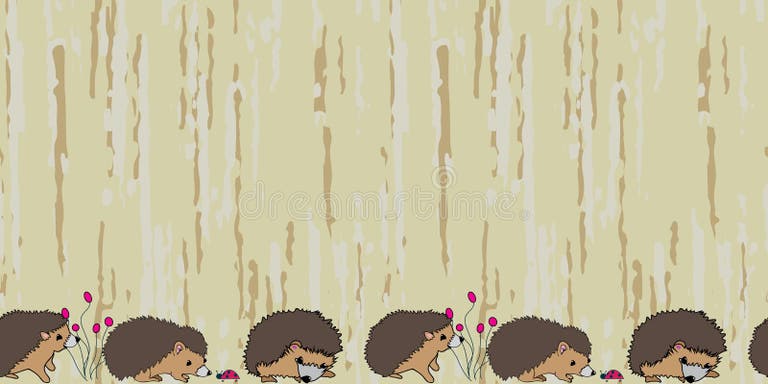 Curious Hedgehogs Border, Seamless Vector Pattern Stock Vector ...