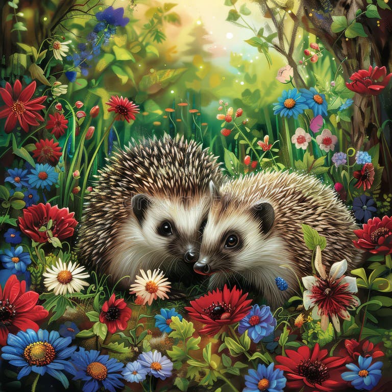 Curious Hedgehogs Uncovers Floral Masterpiece Secrets Found Stock ...