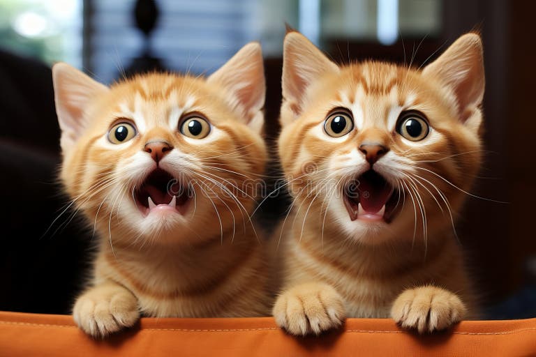 Curious and Intelligent Cats Gazing Surprisingly at the Camera with ...