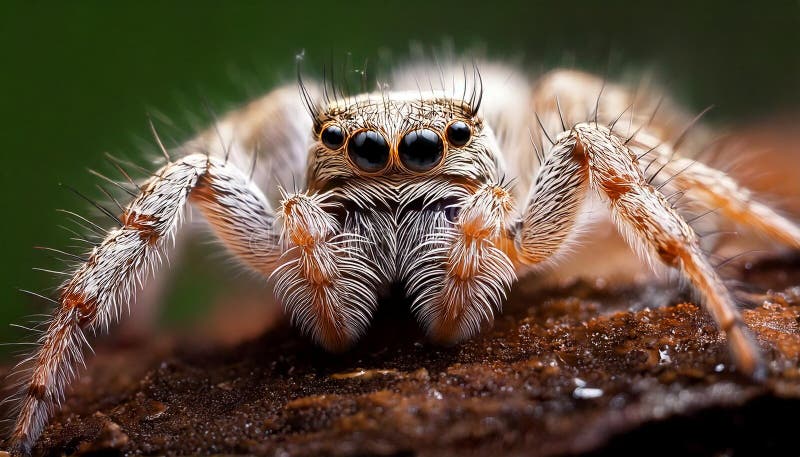 Curious Jumping Spider Peering from a Textured Earthy Surface Stock ...