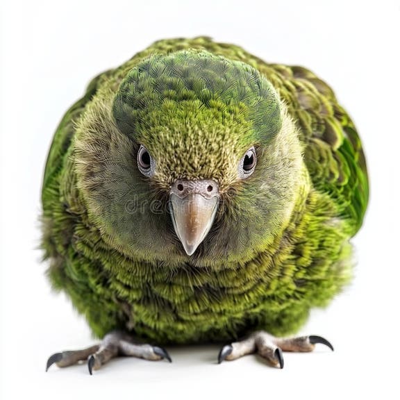 Curious Kakapo Perches with Its Rounded Body, Displaying a Stunning ...
