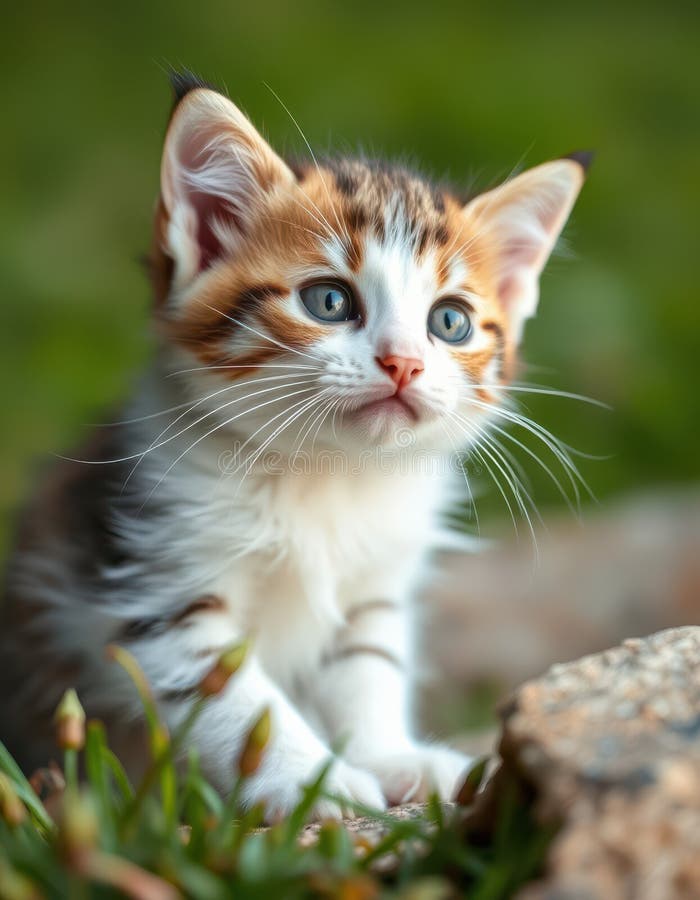Curious Kitten Exploring a Natural Setting in Soft Afternoon Light ...