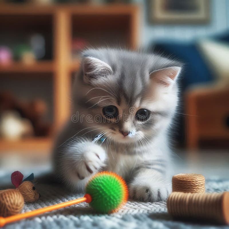 Curious Kitten Pawing Strange Old Stock Photo - Image of aigenerated ...