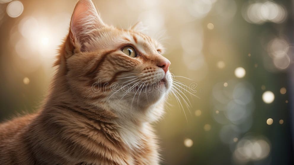 Curious Kitty Gazing Upwards while Seated. Stock Photo - Image of ...