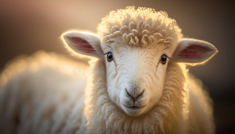 Curious Lamb Grazing in Fluffy Meadow Fleece Generated by AI Stock ...