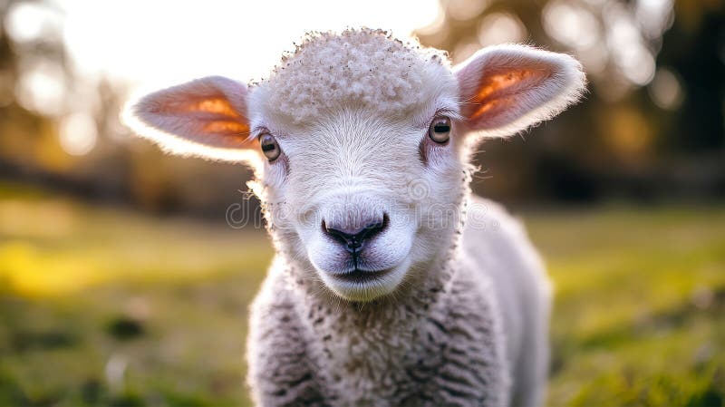 Curious Lamb with Wide, Sparkling Eyes Captivated by the Camera in a ...