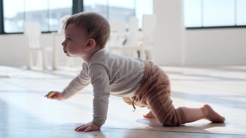 Curious Little One Crawling Around the Home Stock Footage - Video of ...