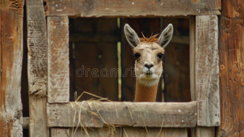 Curious Llama Looking Out of Window, Suitable for Animal Concepts Stock ...
