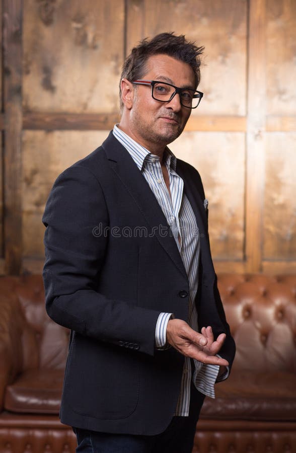 Curious Man Using Gestures while Looking at You and Talking Stock Image ...