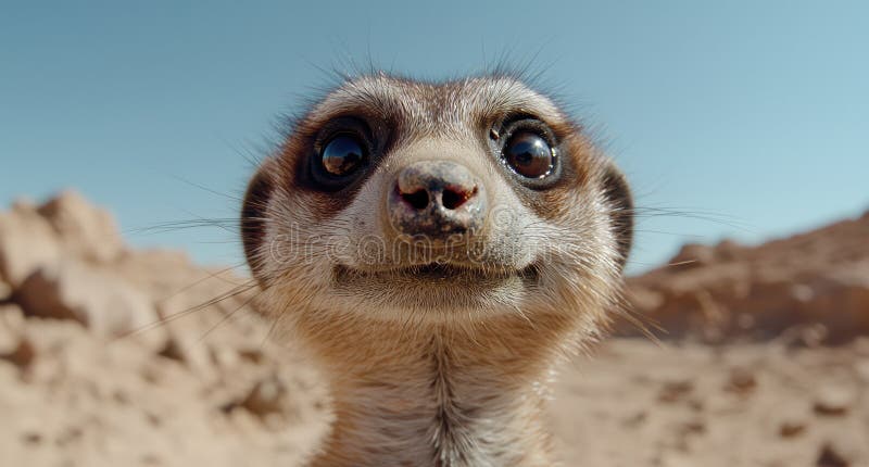 Curious Meerkat with Big Eyes Stock Illustration - Illustration of ...