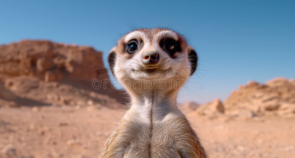 Curious Meerkat in Desert Landscape Stock Illustration - Illustration ...