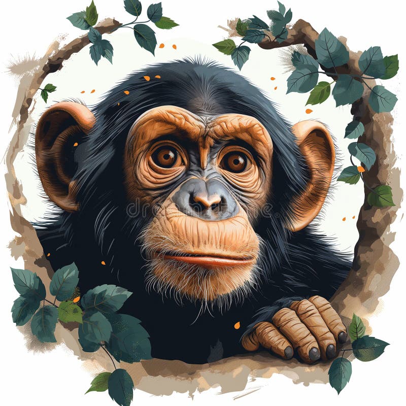 A Curious Monkey, AI Generated Stock Illustration - Illustration of ...