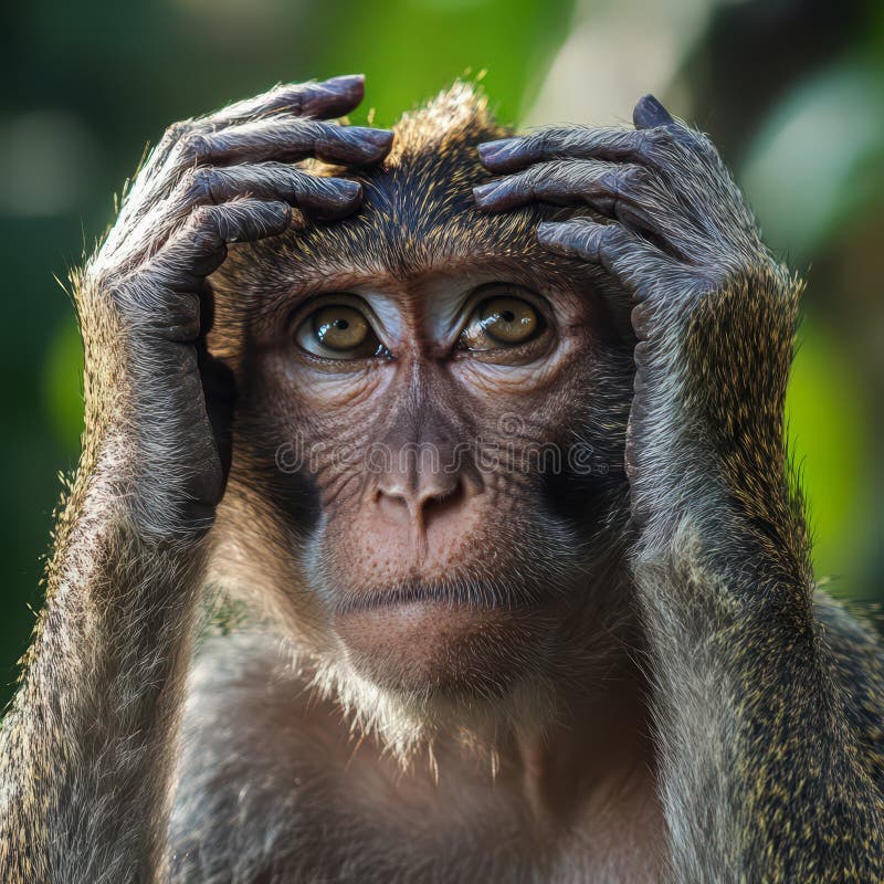 Curious Monkey with Expressive Eyes in Tropical Forest during Daylight Stock Photo - Image of ...