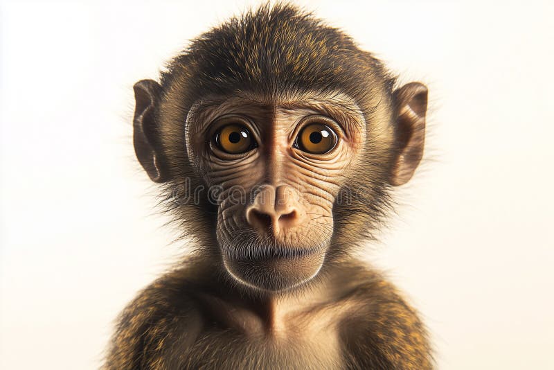 Curious Monkey Portrait Close-Up Stock Illustration - Illustration of ...