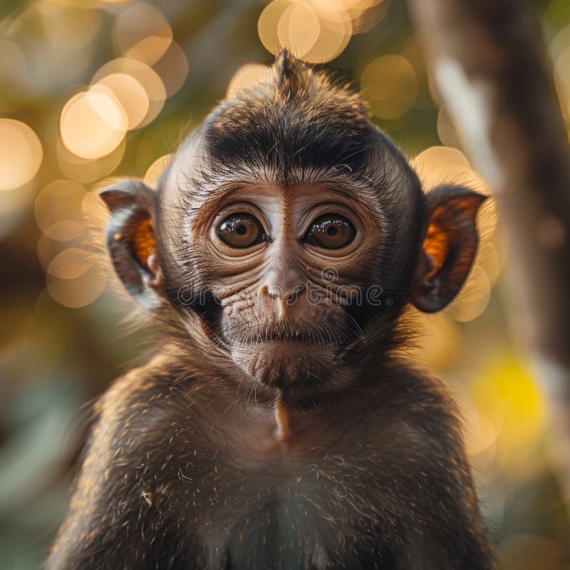 Curious Monkey Portrait stock illustration. Illustration of depth ...