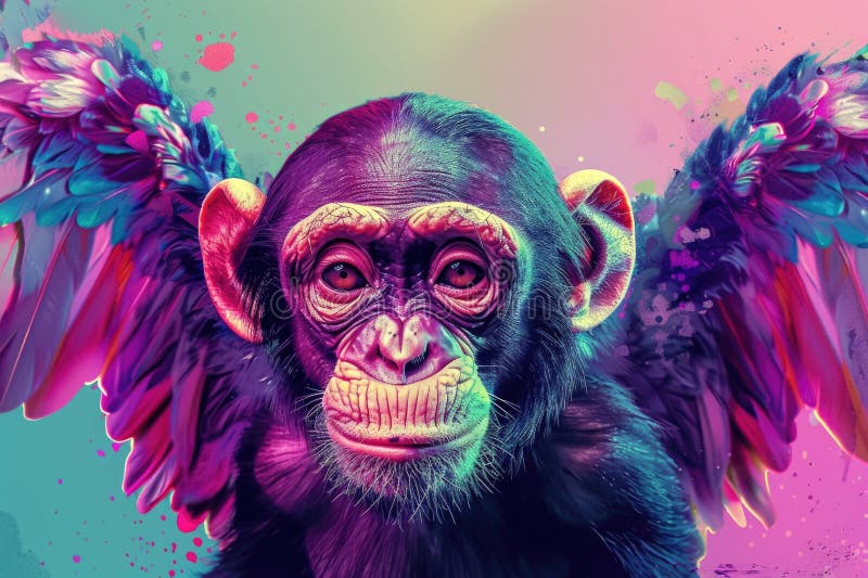 A Curious Monkey Sporting Unusual Headgear, Possibly a Mythical or ...