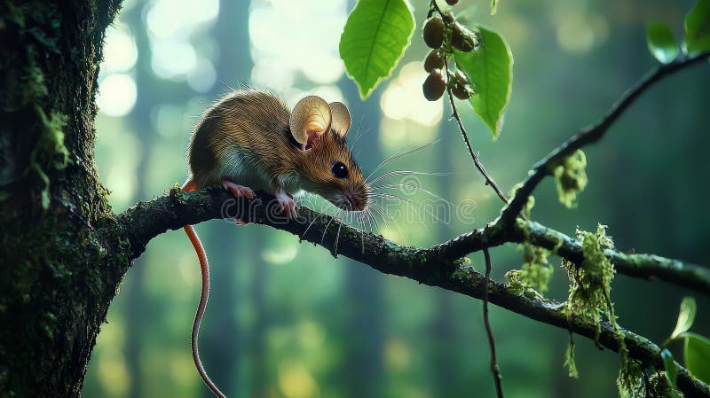 A Curious Mouse on a Branch Stock Image - Image of tiny, nature: 336544095