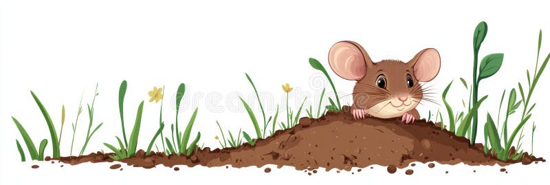Curious Mouse Explores a Small Burrow in a Simple White Setting with ...