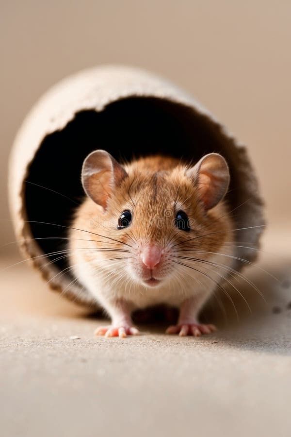 A Curious Mouse Peeking Out of Its Burrow. Stock Photo - Image of ...