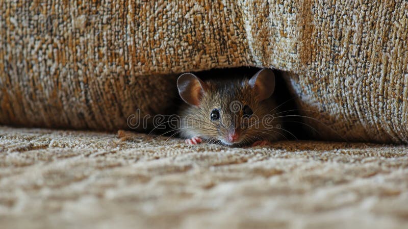 Curious Mouse Peeking Out from Underneath Couch Fabric Stock ...