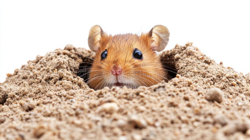 Curious Mouse Peeks Out from Small Burrow in Simple White Surroundings ...