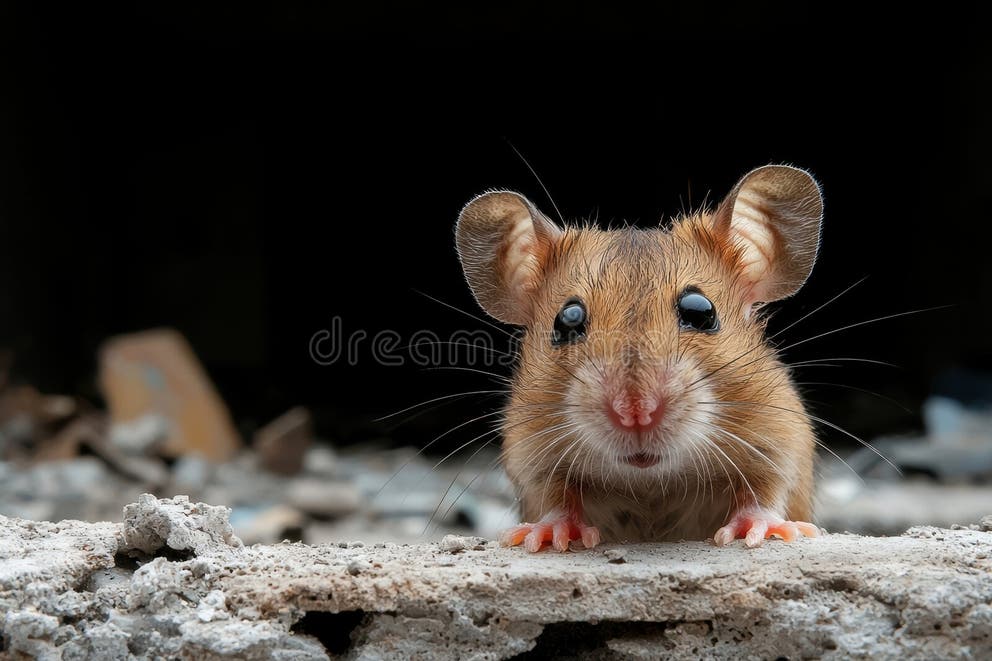 Curious Mouse Peering Out from the Shadows Stock Illustration ...